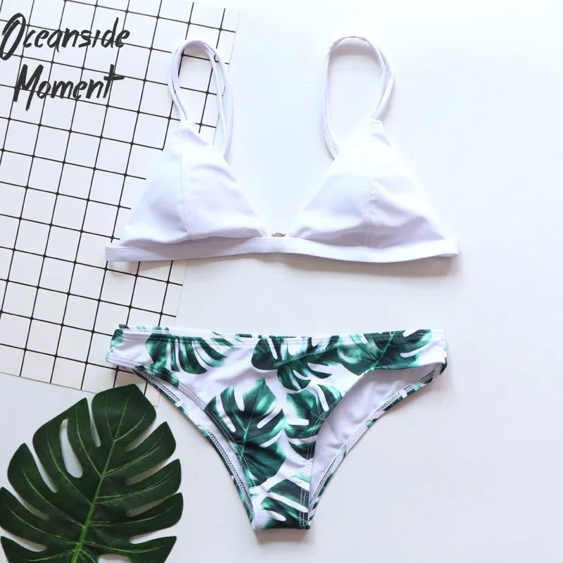 2018 Womens Sexy Thong Bikinis Print 8 Colors Triangle Top Two Piece ...