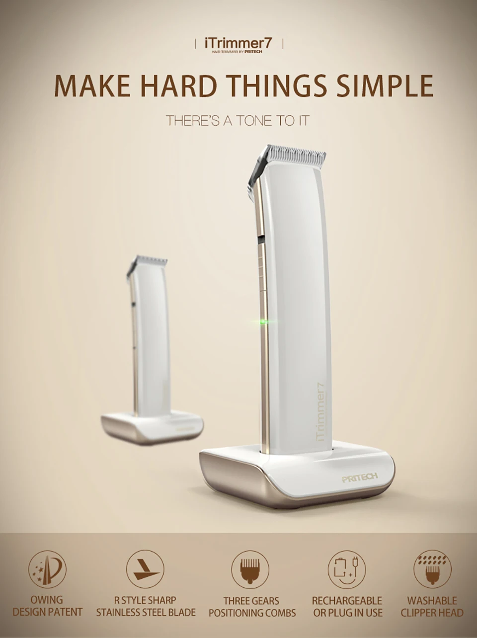 PRITECH Professional Electric Hair Clipper Rechargeable Hair Trimmer ...