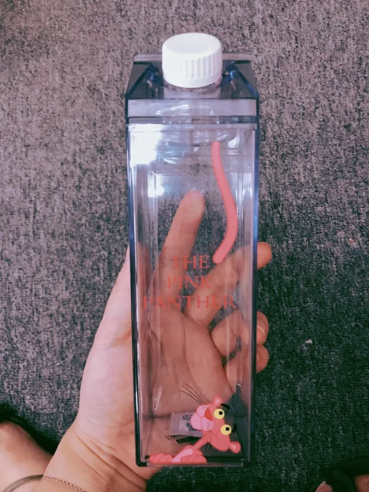 Cute Water Bottles Milk Box Pink Panther - Life Changing Products