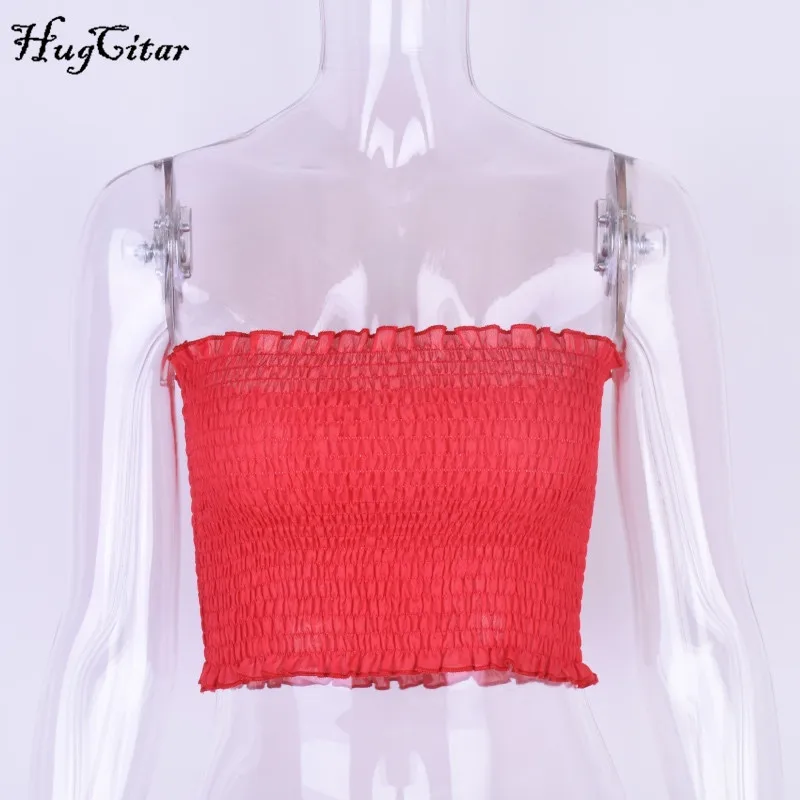 Hugcitar Sexy Off Shoulder Women sleeveless ruched tank Top Slash Neck ...