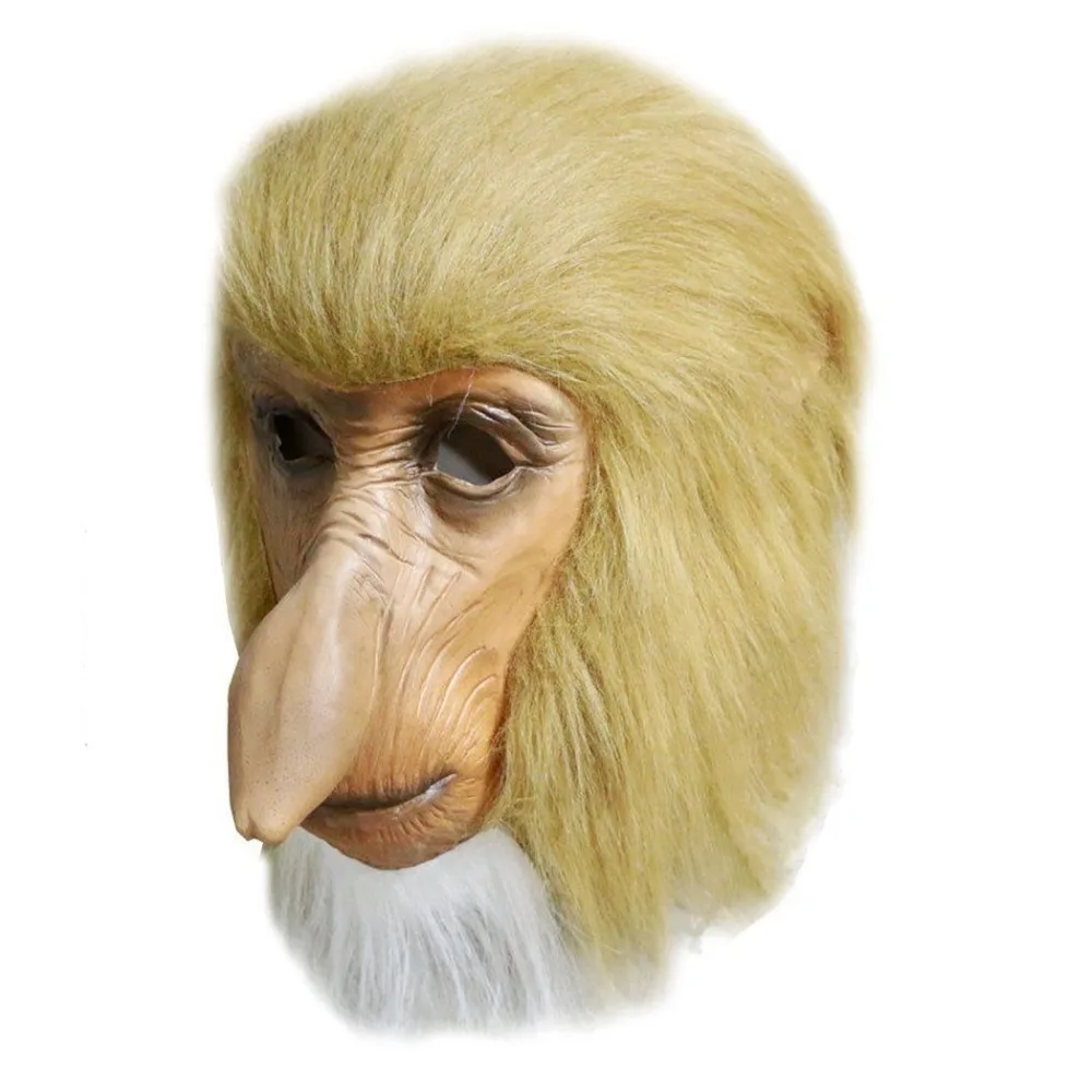 Proboscis Monkey Mask Long Nose Latex Animal Fancy Dress Halloween Stag ...