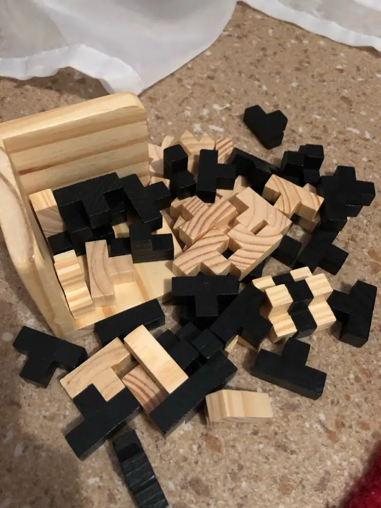 Wood Cube Puzzle 3D Interlocking - Life Changing Products