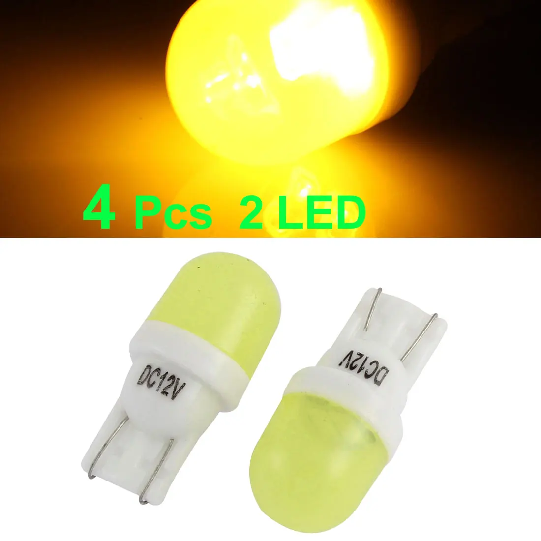 UXCELL 4Pcs T10 W5w 194 Car Yellow 2 Smd Led Side Wedge Light Bulb Lamp ...