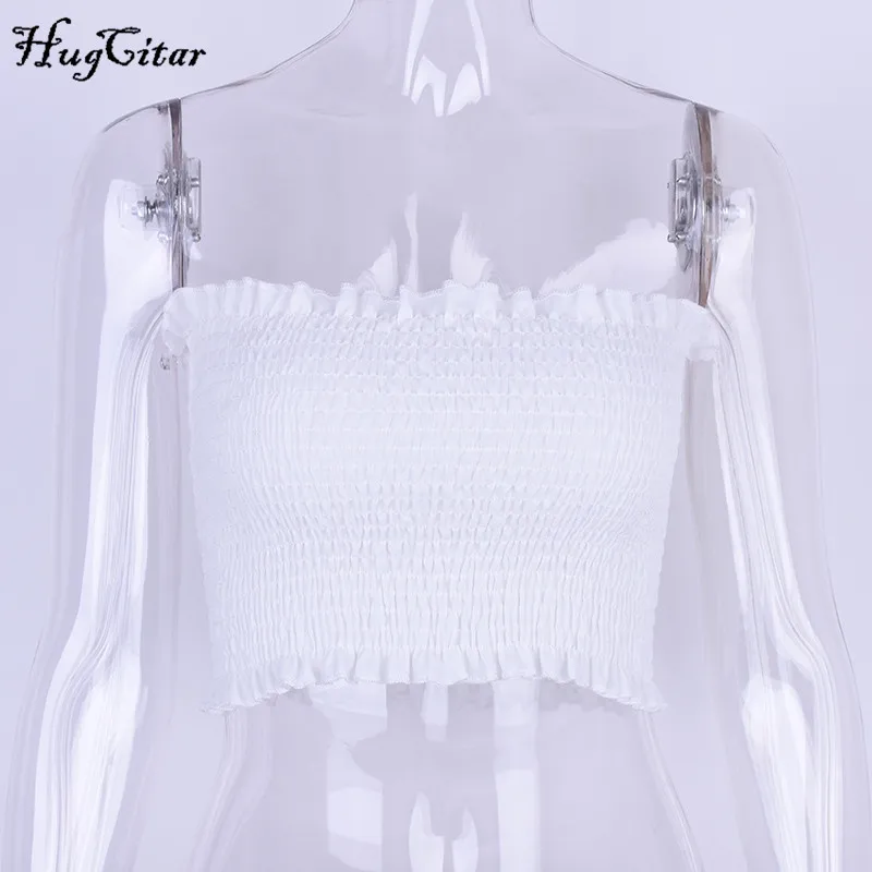 Hugcitar Sexy Off Shoulder Women sleeveless ruched tank Top Slash Neck ...