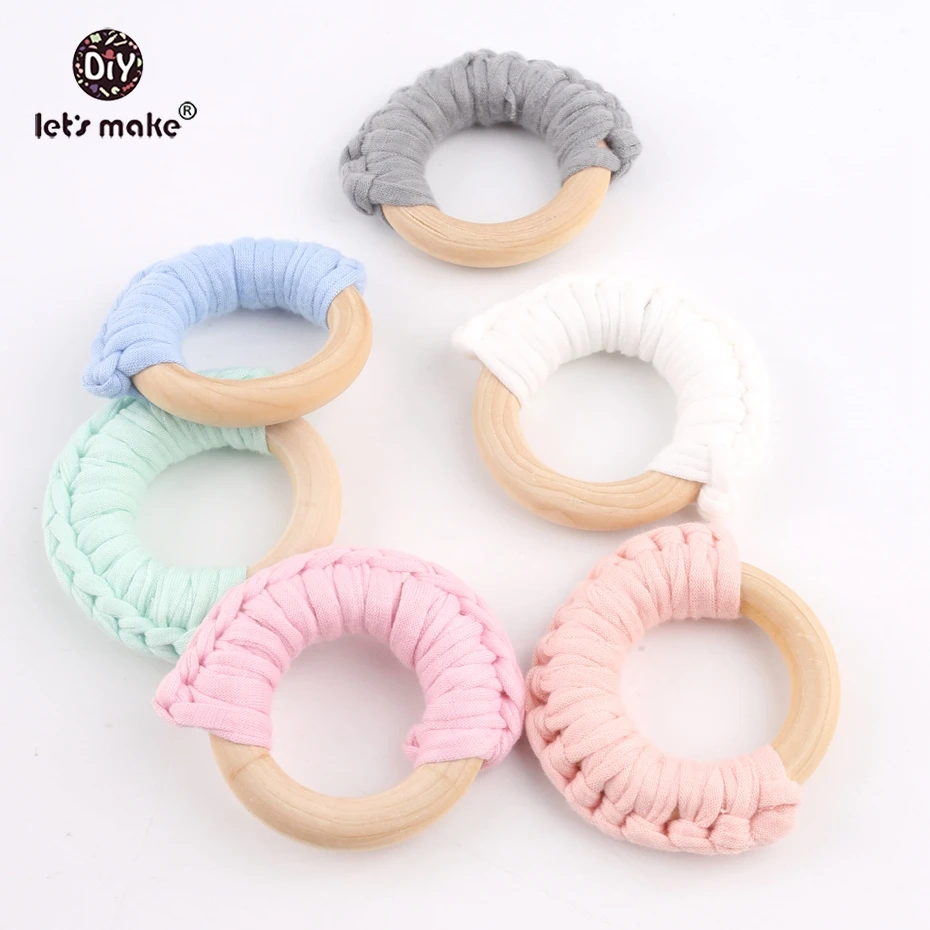 Let's make 10pcs Wooden Teething Rings Cotton Handmade DIY Baby ...