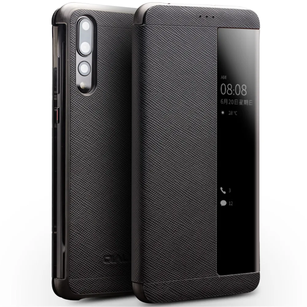 QIALINO Luxury Flip Phone Case for Huawei P20 P20 Pro View Window Smart ...