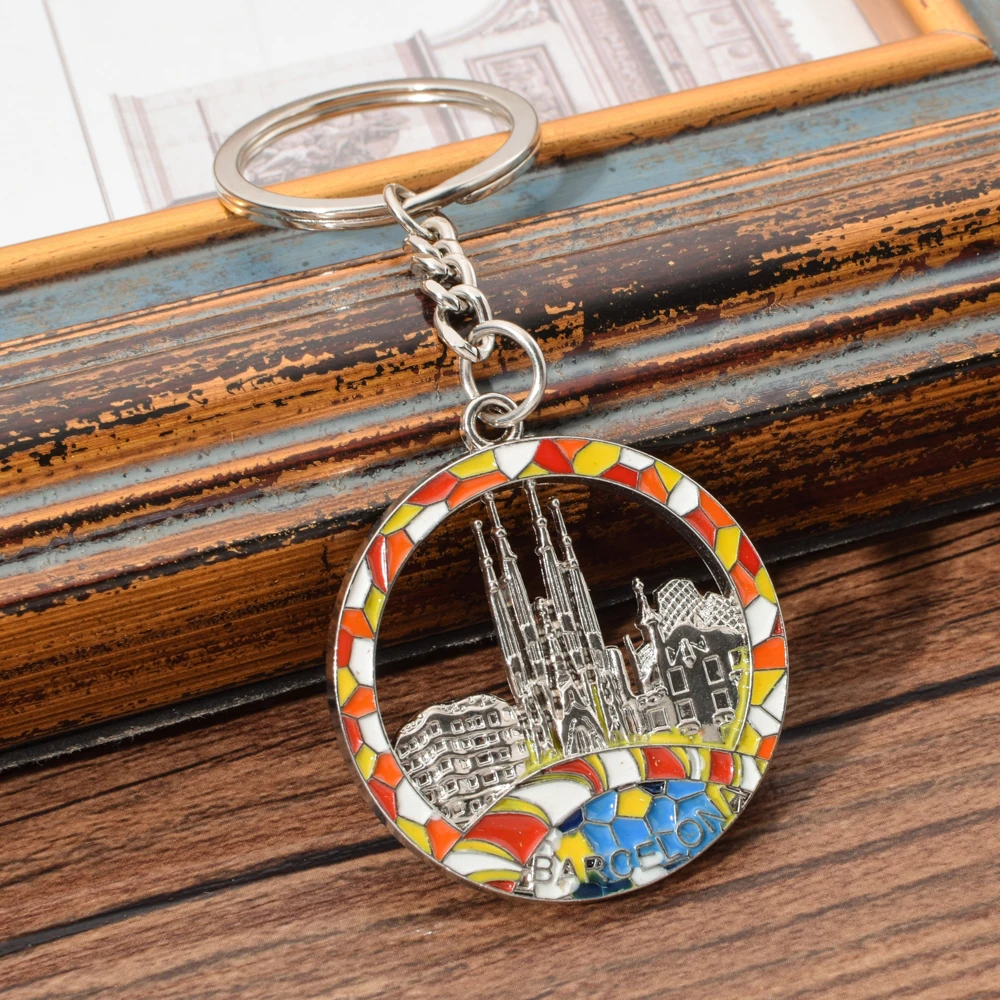 Vicney Spain Barcelona Round Keychain Sagrada Familia Cathedral Key ...