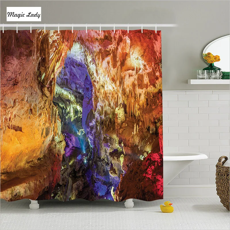 Shower Curtain Colorful Bathroom Accessories Natural Cave Decor ...