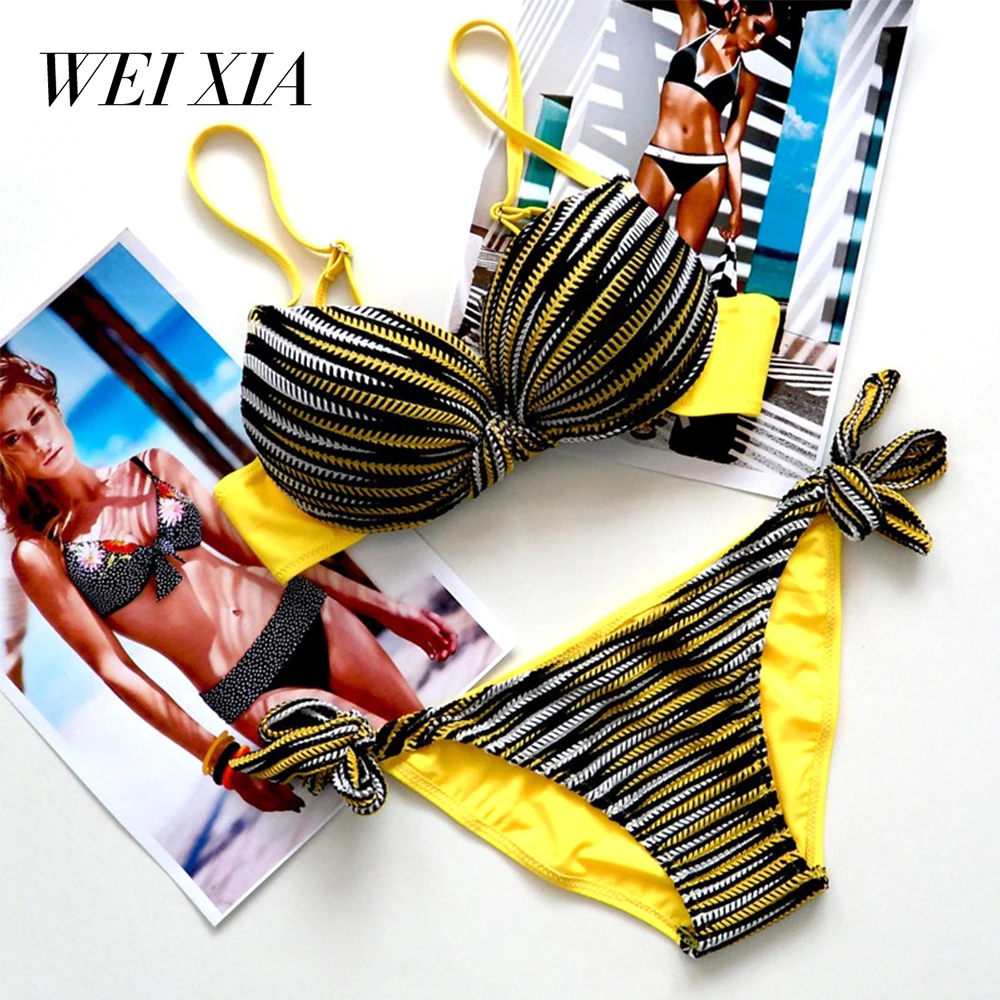 Weixia 2018 Sexy Bikinis Women Swimsuit Swimwear Wx1639 Top Plaid