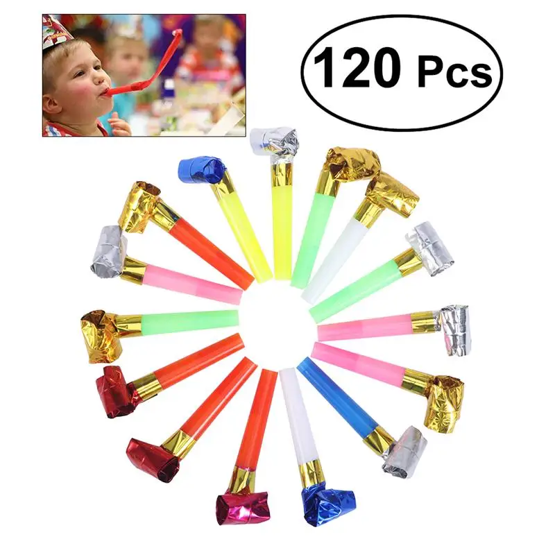 120pcs Novelty Plastic Whistle Glittering Party Whistle Funny Gift ...