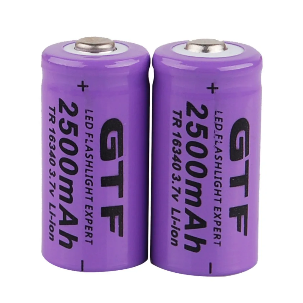GTF 4pcs Universal 16340 2500mAh 3.7V Li-ion Rechargeable Batteries For ...