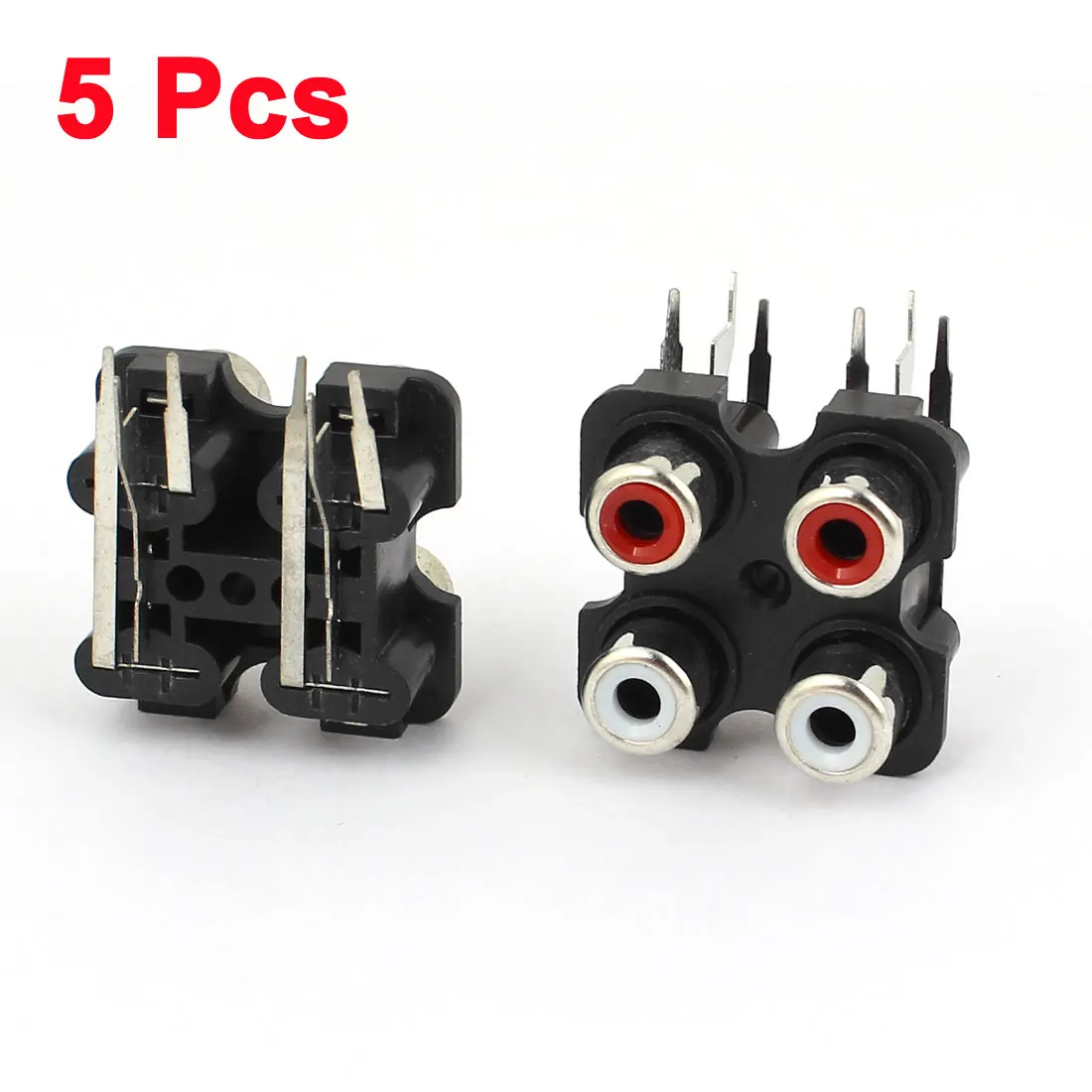 UXCELL 5 Pcs Pcb Mounted Red White 4 Rca Female Jack Av Concentric ...