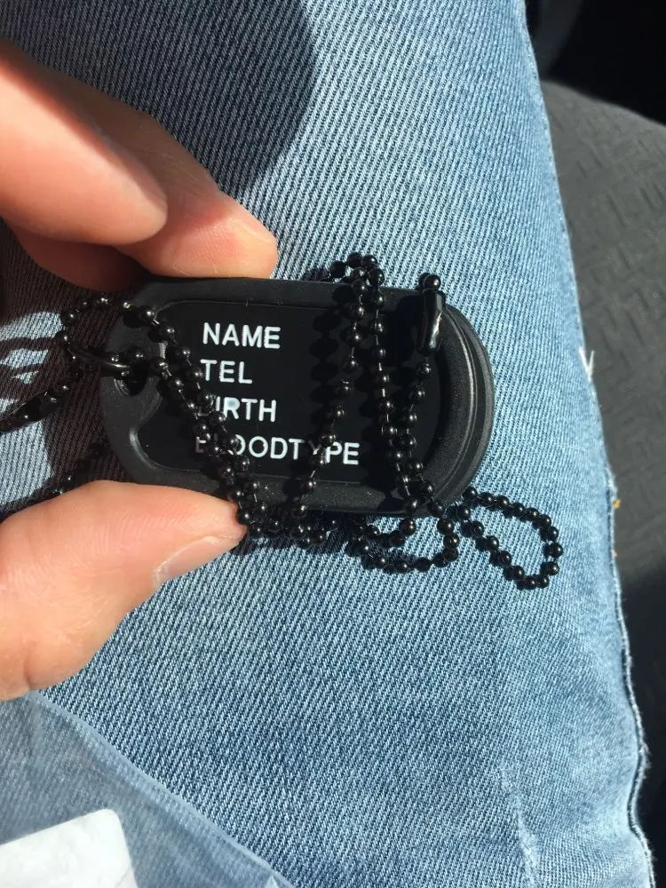 Military Army Black 2 Dog Tags Chain