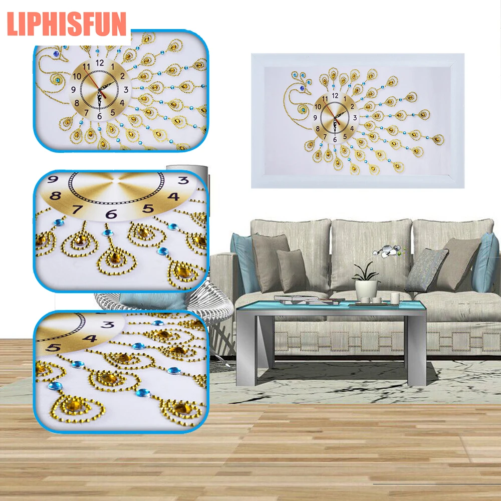 3D Special Shaped Diamond Embroidery Flower Wall Clock 5D DIY Diamond ...