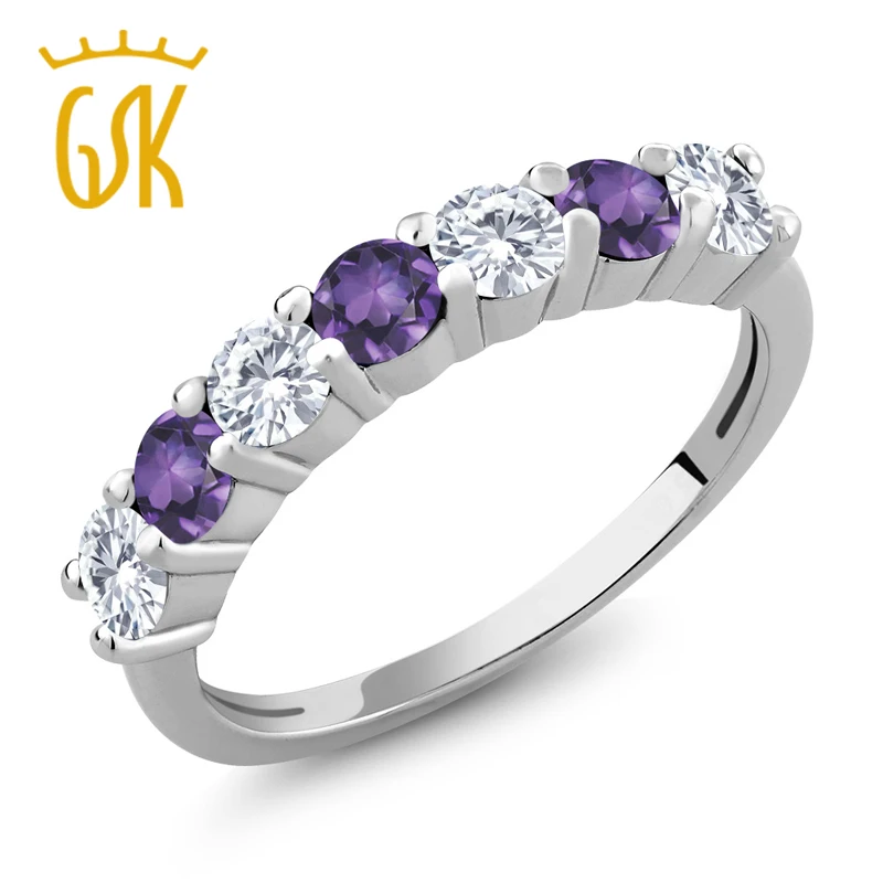 1.01 Ct Round White Created Moissanite Purple Amethyst 925 Sterling Silver Ring|ring ring|ring ...