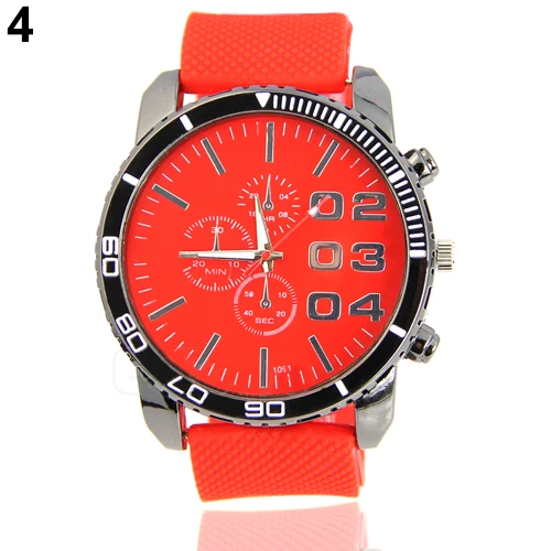 2017 Hot Sale Red Watches Men's Stainless Steel Dial Silicone Rubber ...