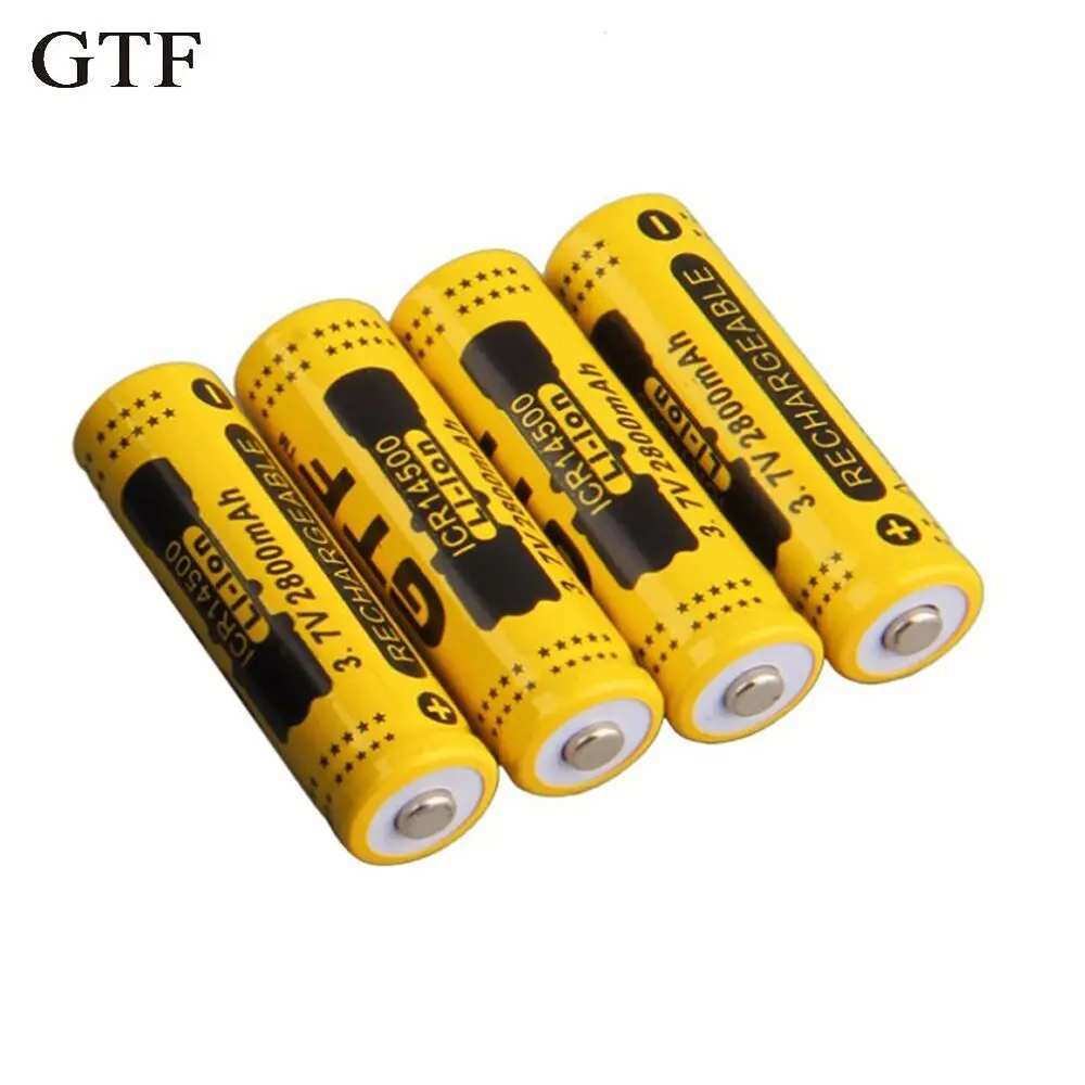 Gtf 4 pces 14500 3.7 v 2800 mah recarregável li ion bateria para lanterna led|li-ion battery ...