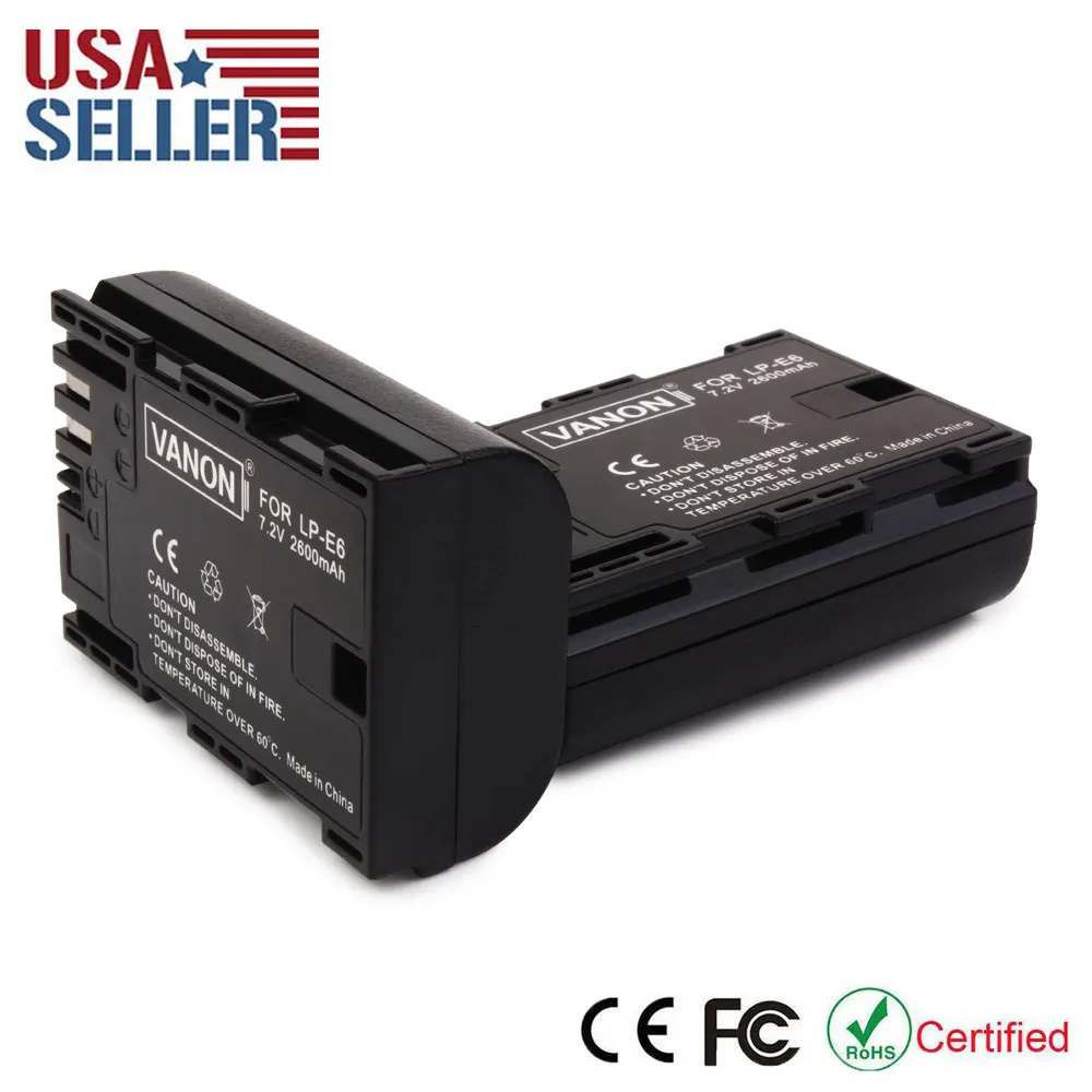 2pcs LP E6 EOS 5D 70D Battery for Canon Black 60D 60Da 6D|Rechargeable ...