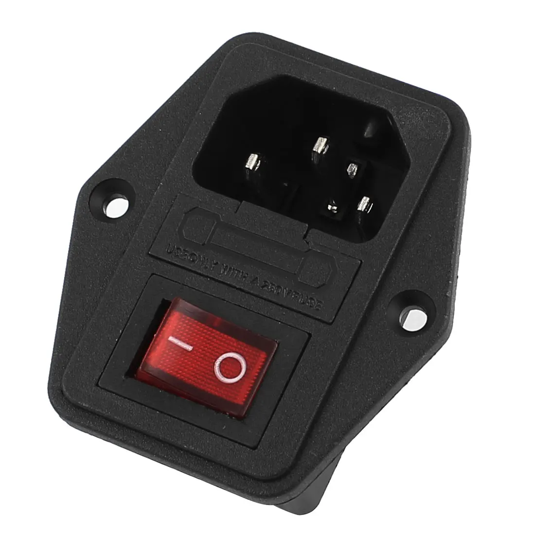 UXCELL Ac 250V 10A 3Pin Red Led Rocker Switch Fuse Holder Inlet Power ...