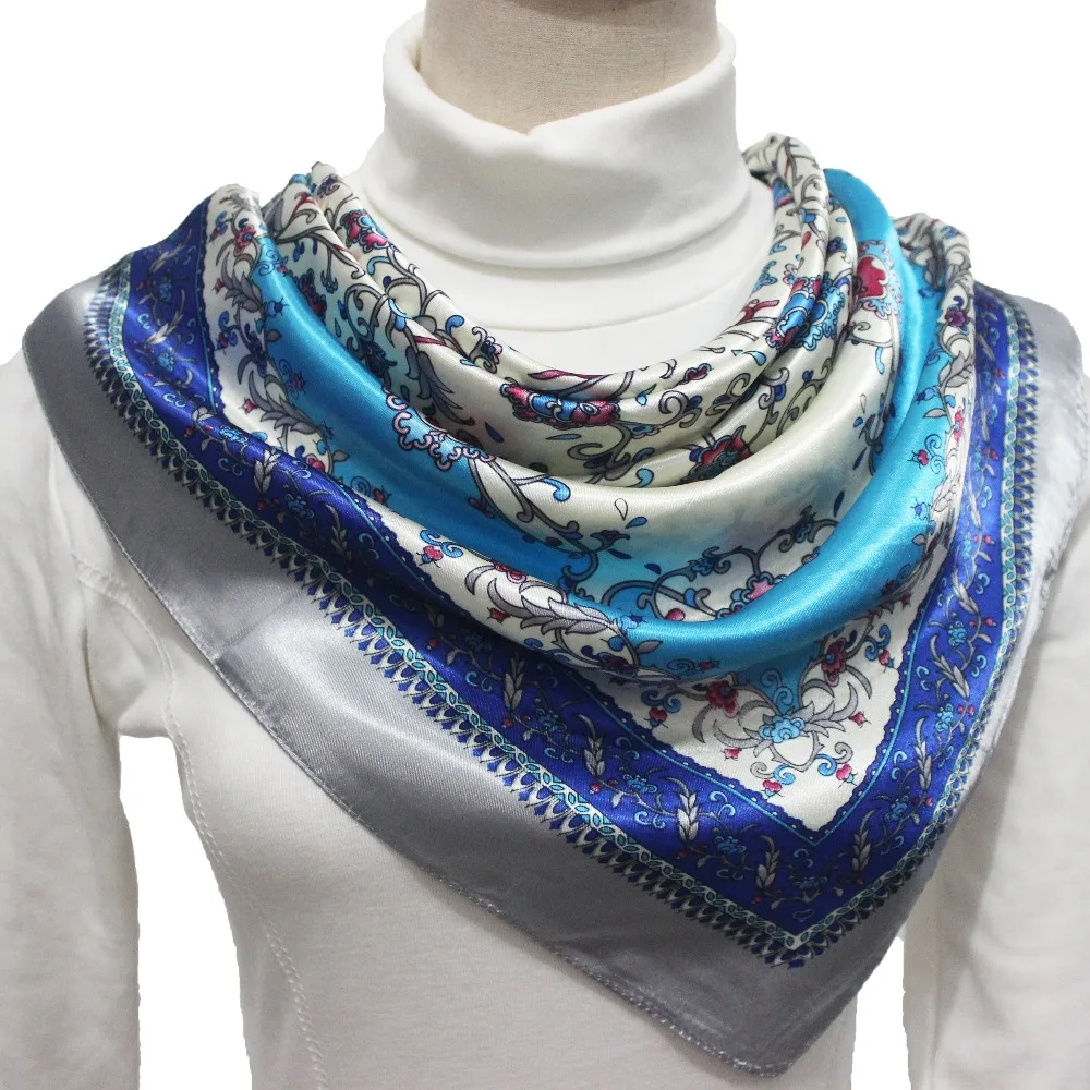 90cm*90cm European Style Scarves Many Flowers Printed Handkerchief ...