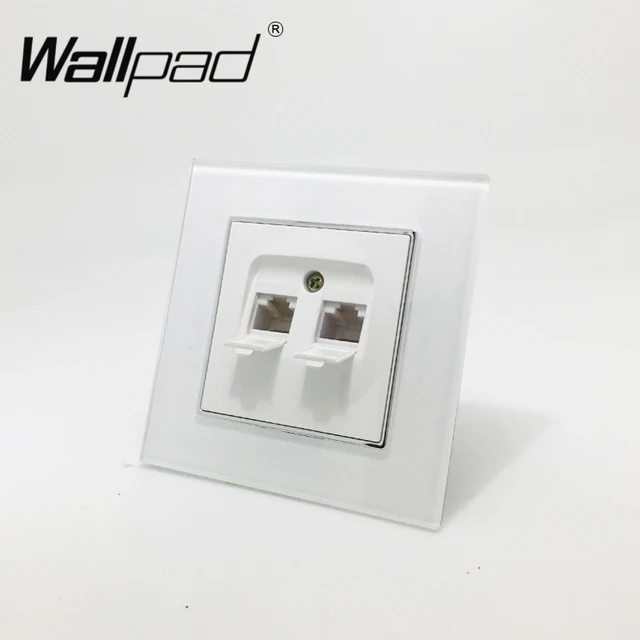 RJ45 RJ11 Socket Wallpad White Crystal Glass EU European Standard Rj11 ...