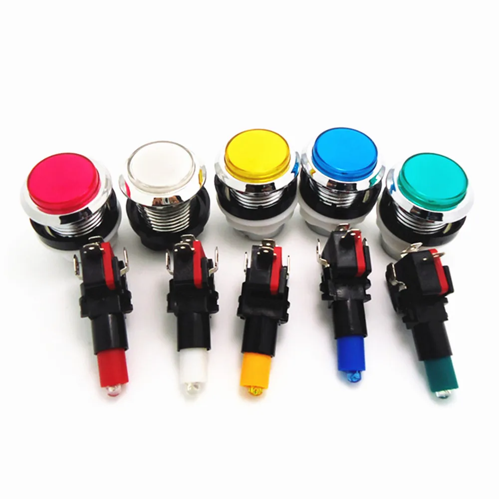 12 pcs of silver plated lighted button Illuminated Push Button with microswitch for arcade game ...