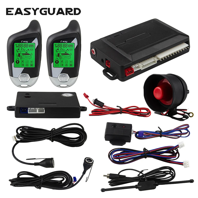 EASYGUARD 2 Way Ultrasonic/shock sensor Car Alarm System LCD Pager ...
