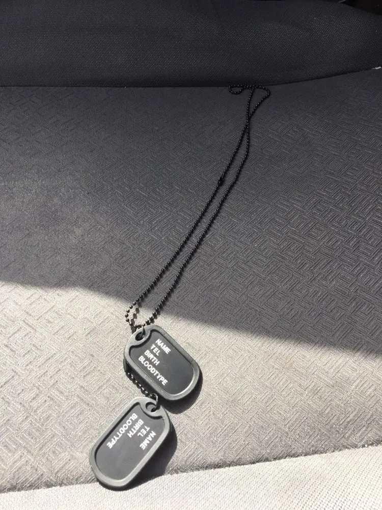 Military Army Black 2 Dog Tags Chain