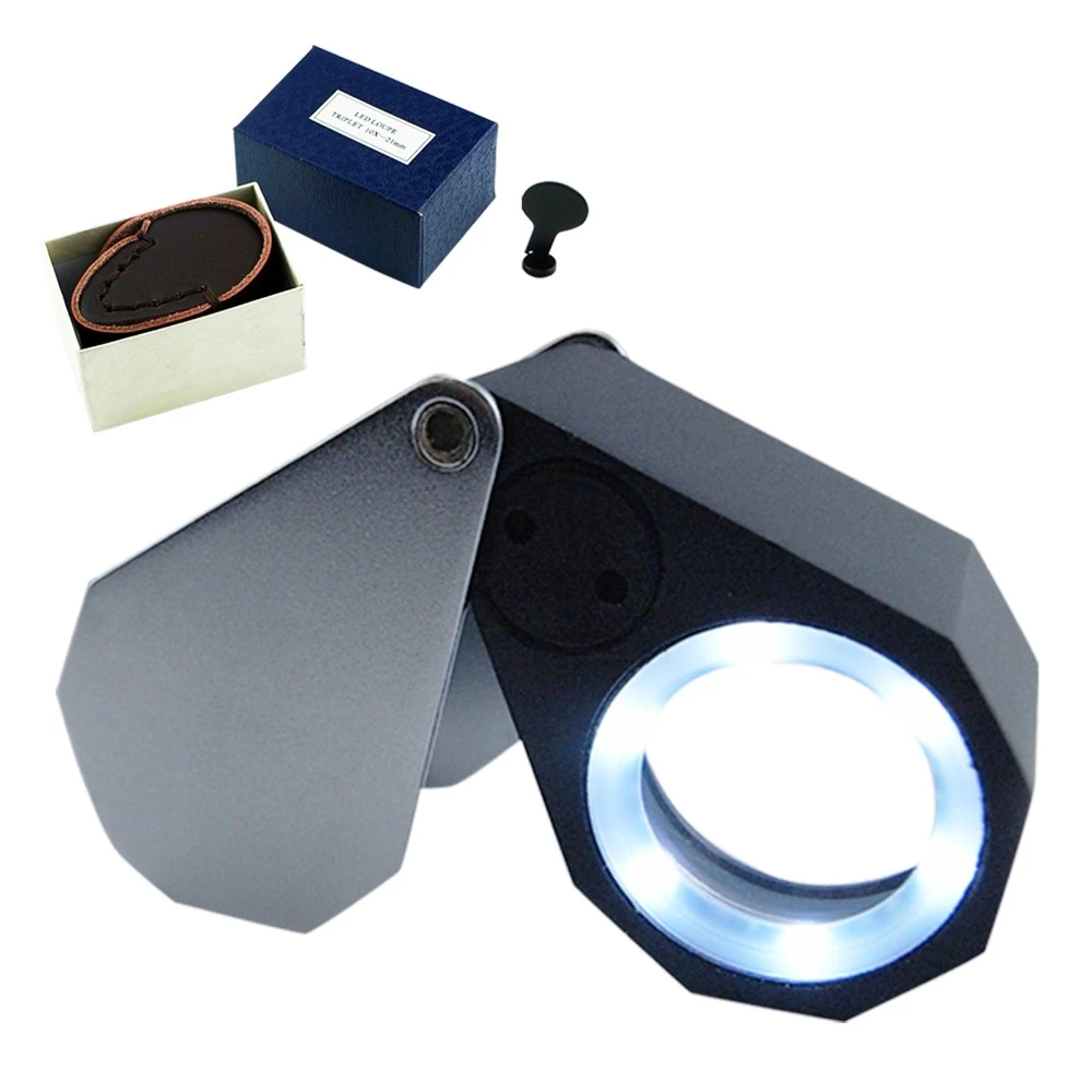 Precision Foldable 10x Magnification Triplet Optic Lens Jeweler Loupe ...