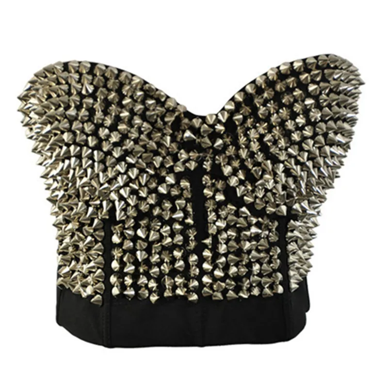 Sexy Bra Women Fashion Spike Stud Rivet Bra Gold Silver Lingerie Punk ...