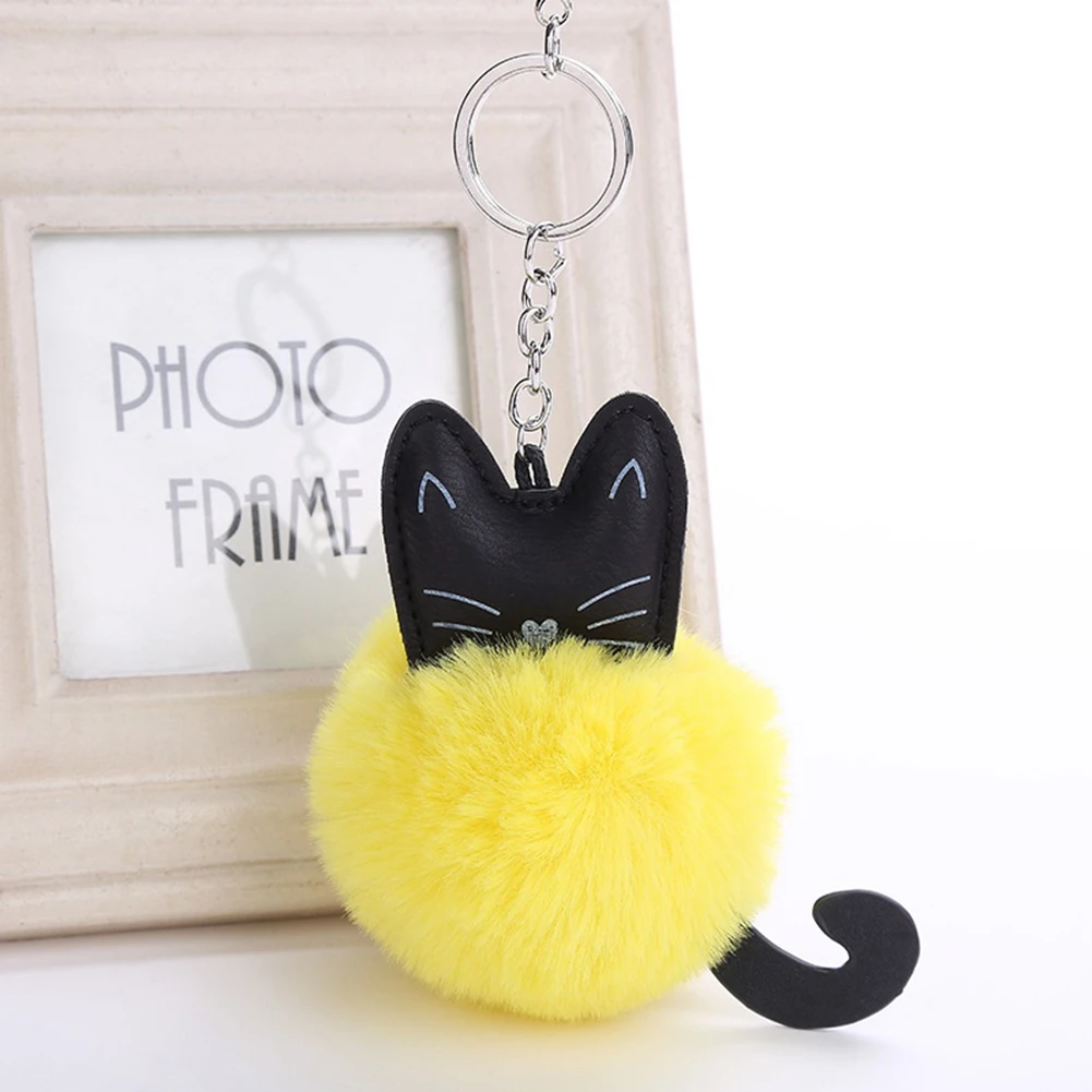 Artificial Fur Fluffy Cat Key Ring Keychain Fashion Jewelry Bag Hang ...