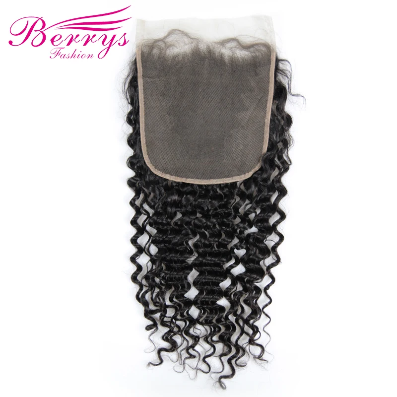 7x7 Lace Closure Deep Wave Brazilian Virgin Hair Free Part Pr epluncked ...