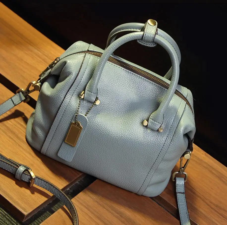 2017 Europe and USA women Boston bag Two layer leather leather handbag ...