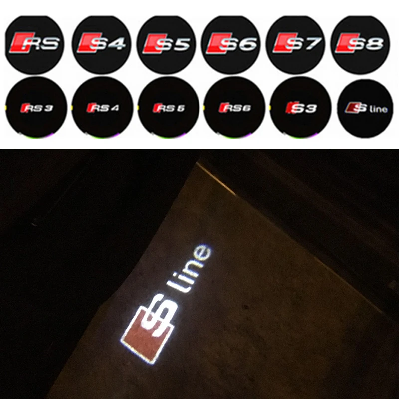 2 x LED Car Door Welcome Light Laser Projector RS Logo For Audi A1 A3 ...