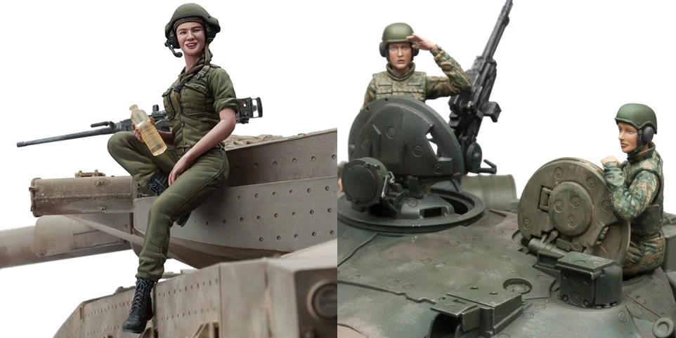 1/16 Scale Resin Figure Female Tanker 120mm 3 figures-in Model Building ...