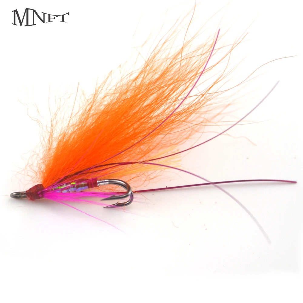 MNFT 4PCS Orange Long Hair Double Hooks Iris Diaphragm Body Flying ...