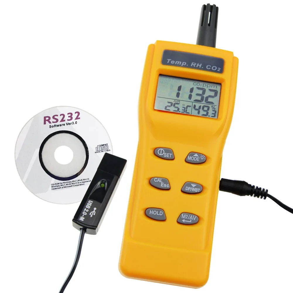 Co2, Rh & Temp Real-time Monitor Kit Set W/pc Software Recording ...