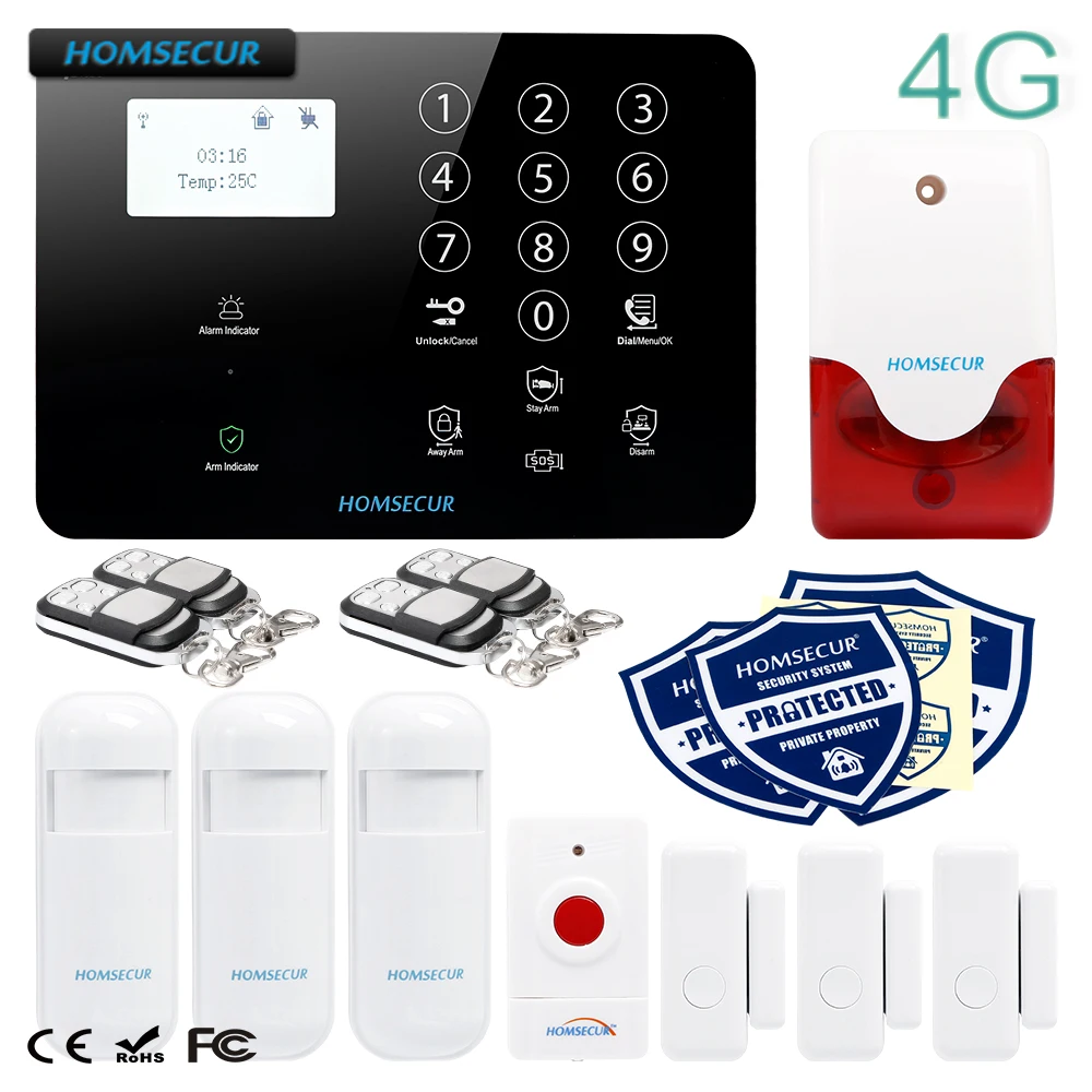 Homsecur Wirelessandwired 4g3ggsm Lcd Home House Alarm System With Panic Button In Alarm System