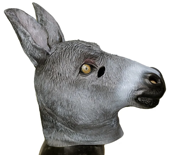 Deluxe Fancy Latex Mask Gary Donkey Head Animal Halloween Mask Costume ...