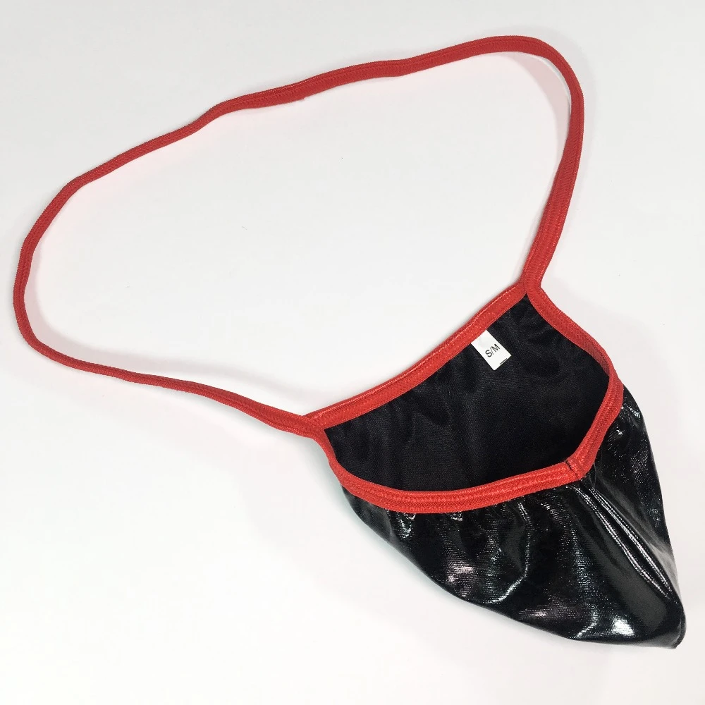 G524V Mens String Pouch Backless Thong Contoured Pouch PVC Black ...
