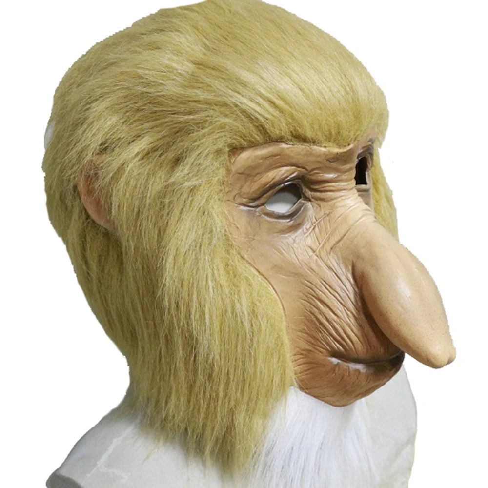 Latex Full Head Animal Proboscis Monkey Fancy Dress Up Carnival Prop ...