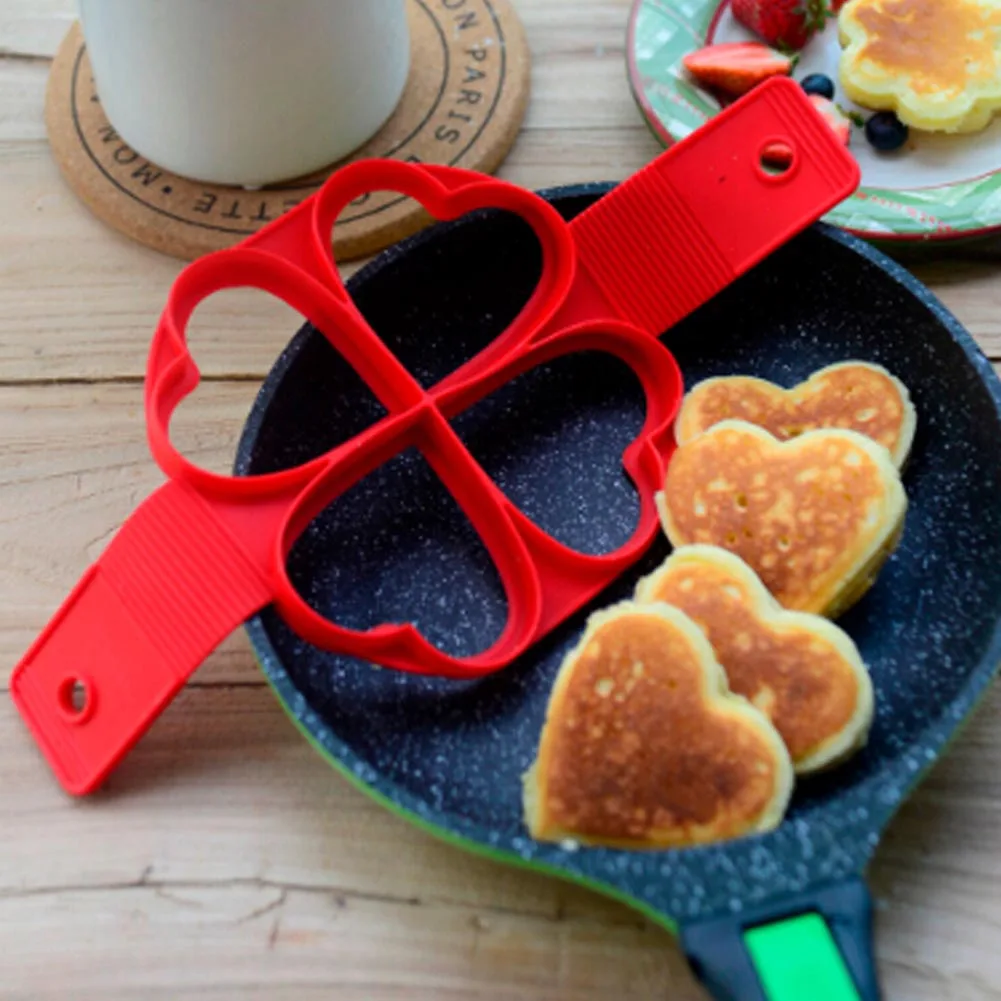Silicone Pancake Mold Maker Fried Egg Ring Mold Shaper Heart Round Flipping Pancake Silicon Mold