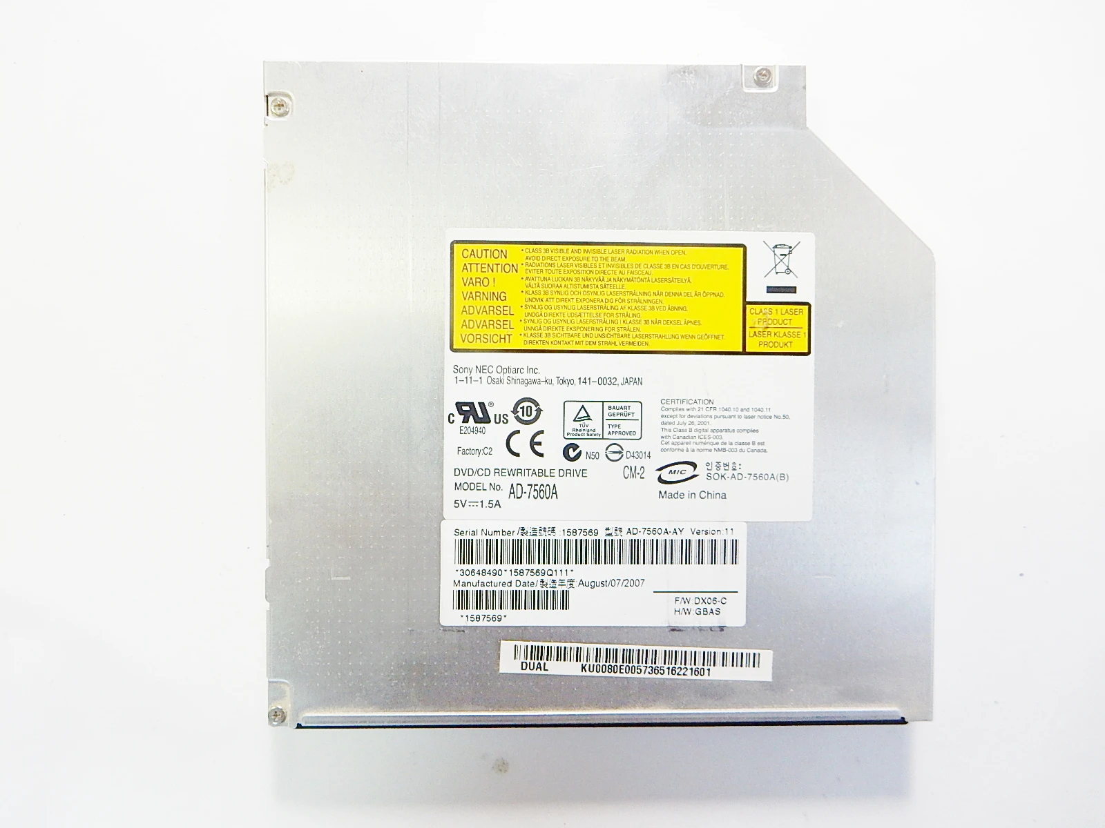 Optical drive DVD RW Sony Optiarc ad-7560a (b/y)