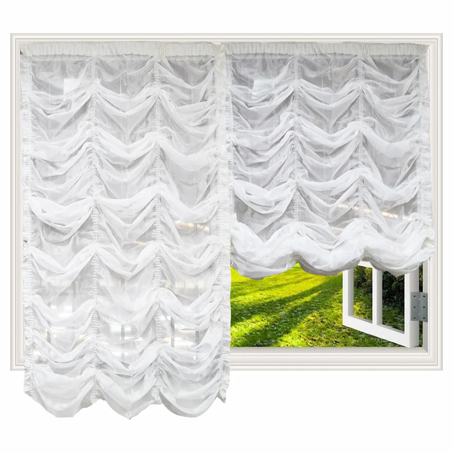 Unique Luxury Gold And White Austria Curtain Puff Drape Balloon Blind ...