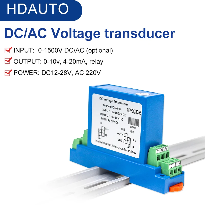Dc/ac Voltage Transmitter 500v Ac 0-1500vac To 0-20ma 4-20ma 0-10v ...