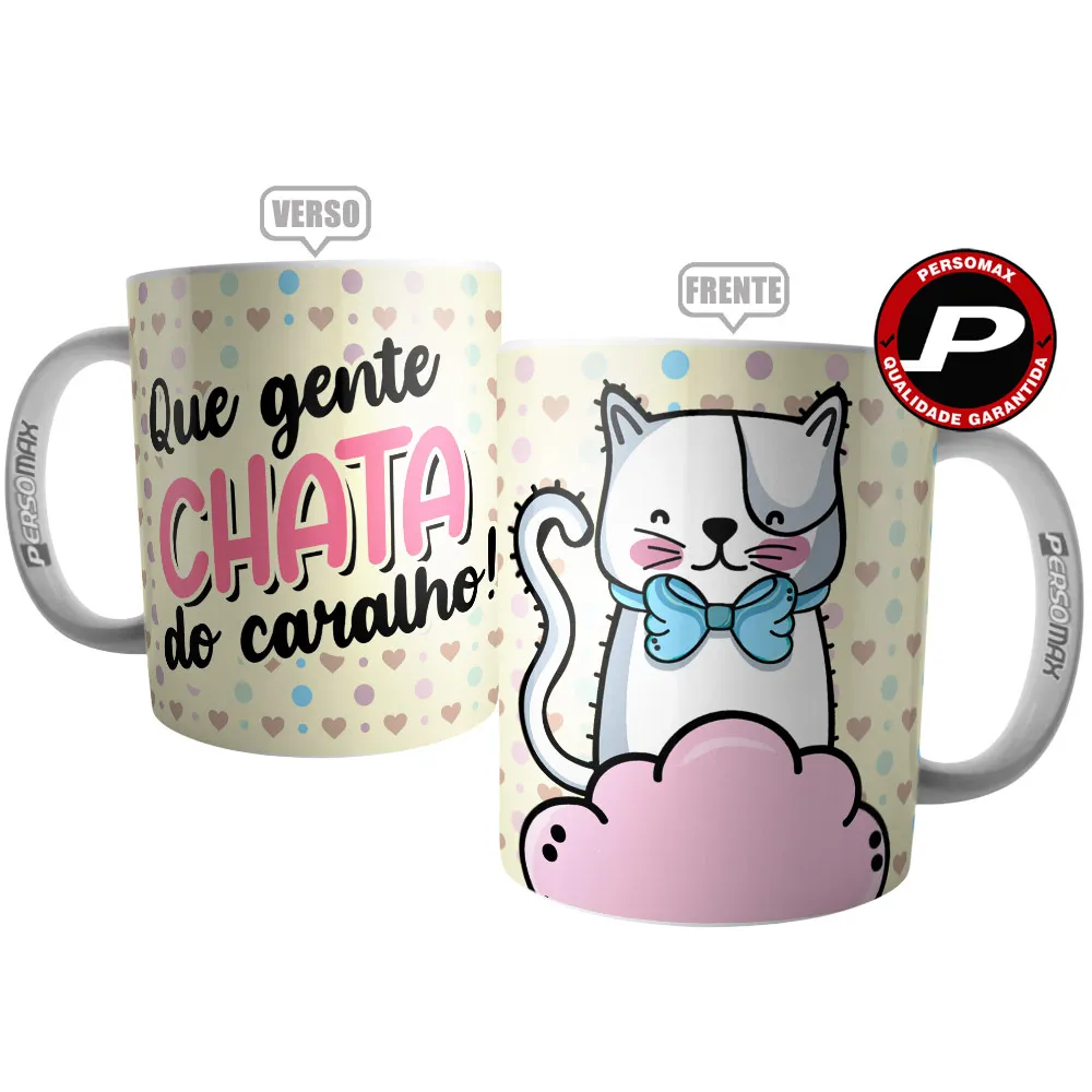 Caneca Que Gente Chata do Caralho Xícara de Porcelana Meme Gato Fofo ...