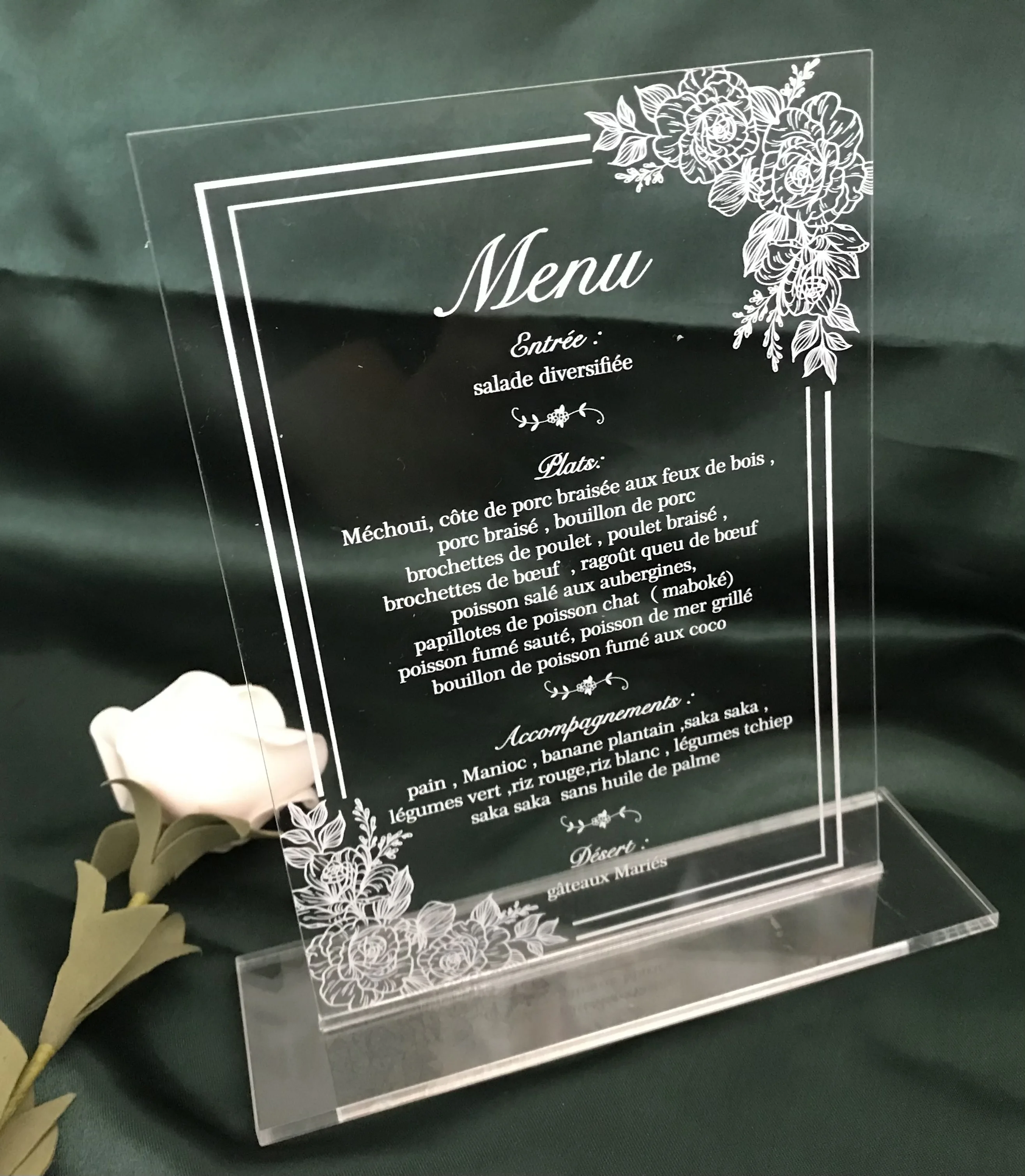 Acrylic Menu,Acrylic Wedding Menu with Base,Custom 10pcs Acrylic Dinner ...