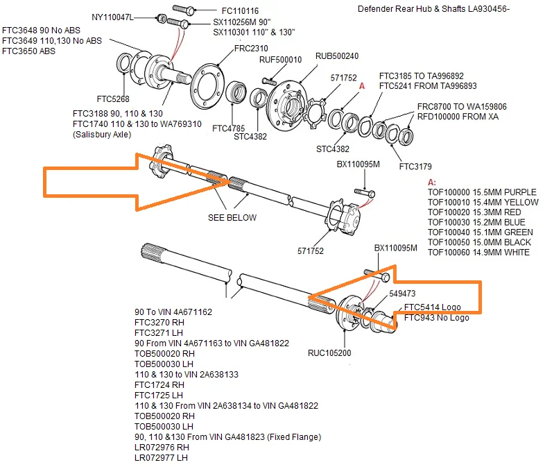For-Land-Rover-Defender-110-90-130-Axle-Shaft-FTC1724-FTC-1725-1993 ...