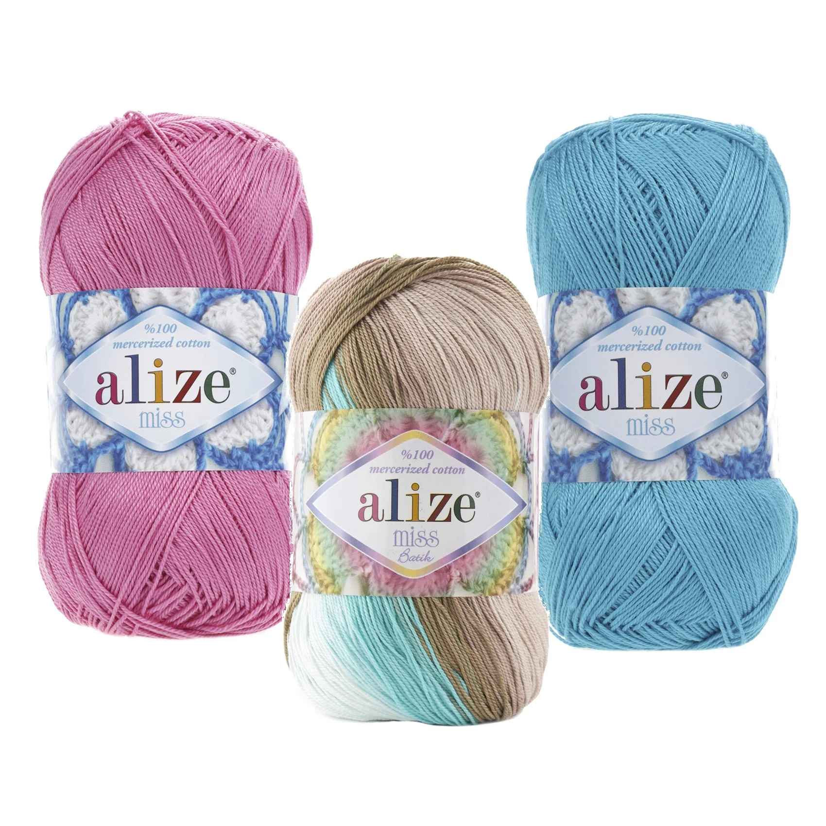 Alize Miss Yarn 50gr-280mt %100 Mercerized Cotton Hand Knitting Crochet ...