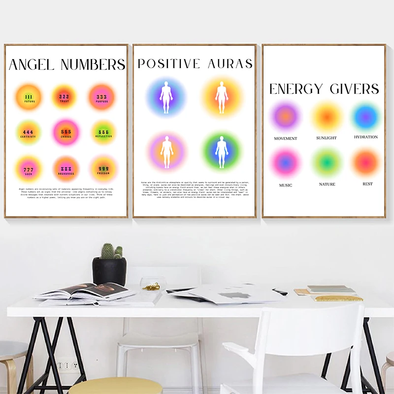 444 Angel Number Aura Gradient Wall Art Print Psychedelic Decor Instant ...